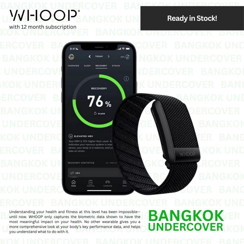 (พร้อมส่ง) WHOOP 4.0 Onyx สายรัดข้อมือวัดชีพจร ติดตามสุขภาพ ฟิตเนส (12 ...