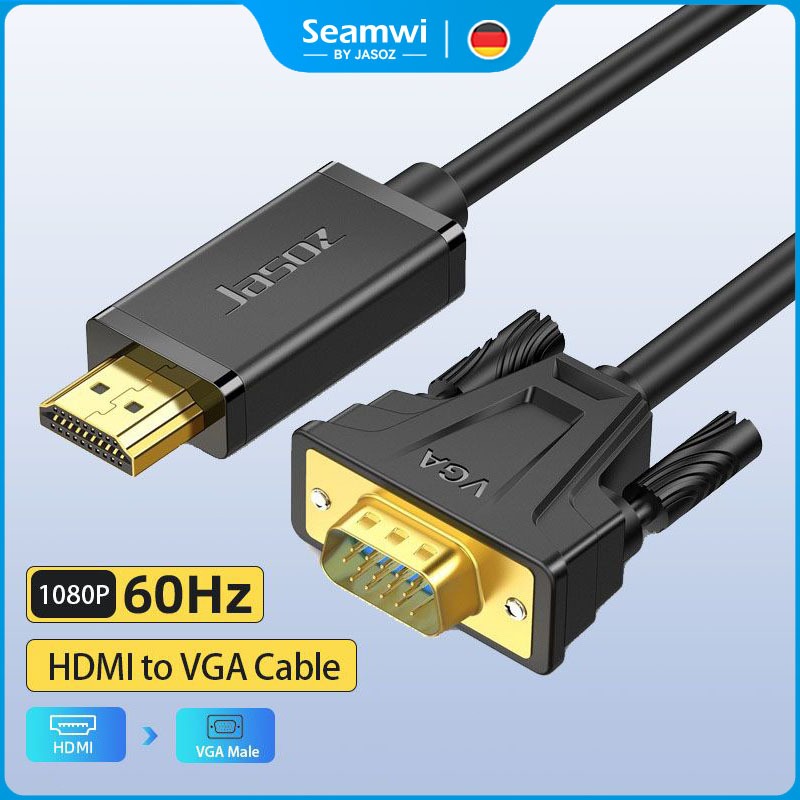 Seamwi HDMI to VGA Cable 1080P Upgraded สาย Audio Video HDMI ชายไปสาย ...