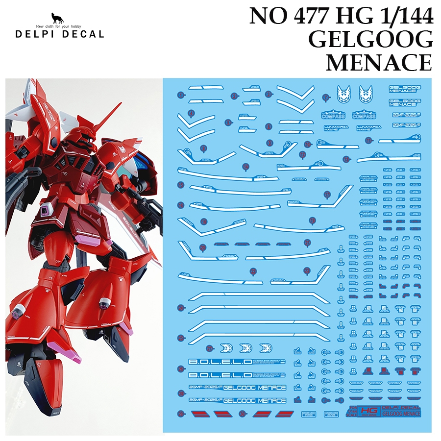 ดีคอลน้ำ [DELPI] 477 HG GELGOOG MENACE GUNDAM HG 1/144 WATER SLIDE DECAL MODEL KITS GUNPLA ...
