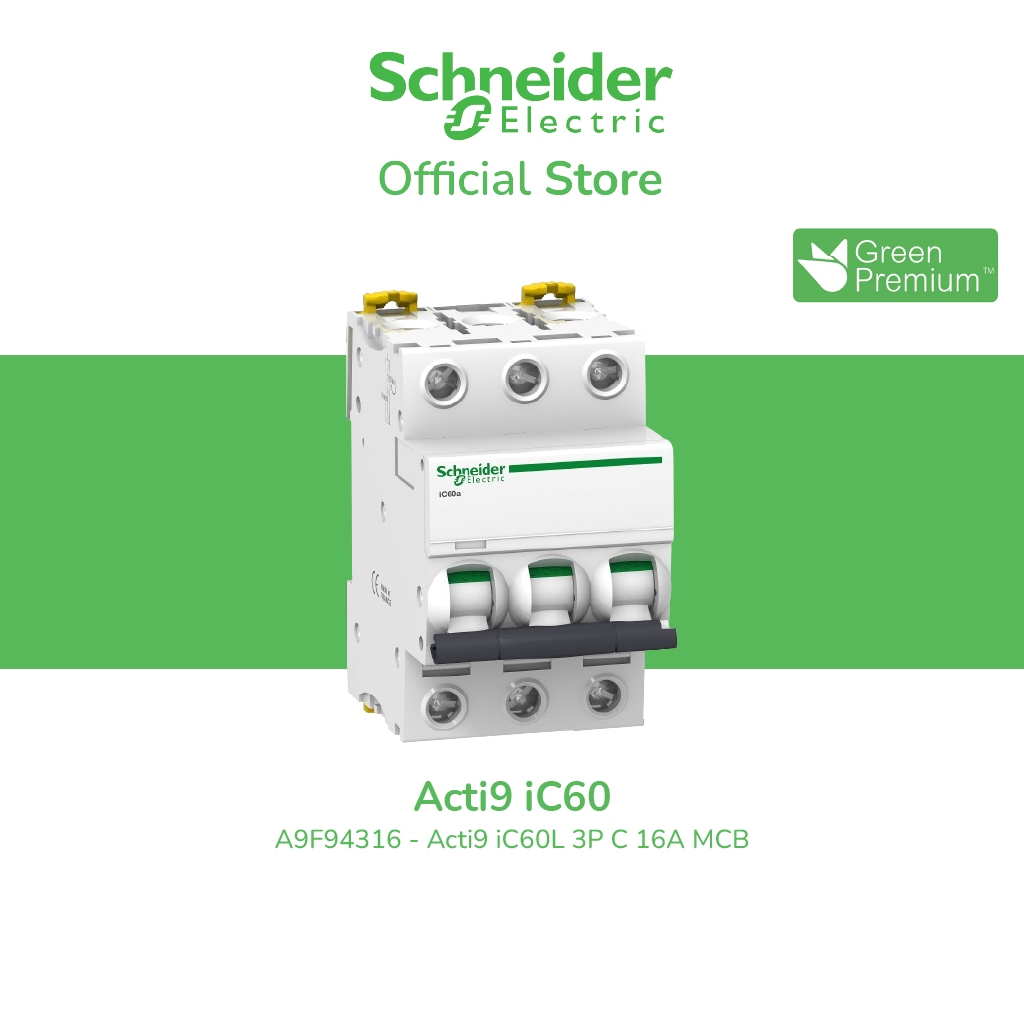Schneider Electric มินิเอเจอร์เซอร์กิตเบรกเกอร์, Acti9 iC60L,3P,16 A ...