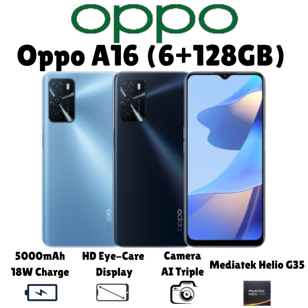 [สต็อก] โทรศัพท์มือถือOppo Oppo A16 (6G+128G) 6.52 นิ้ว แบตเตอรี่ 5000mAh รับประกัน 5 ปี ...