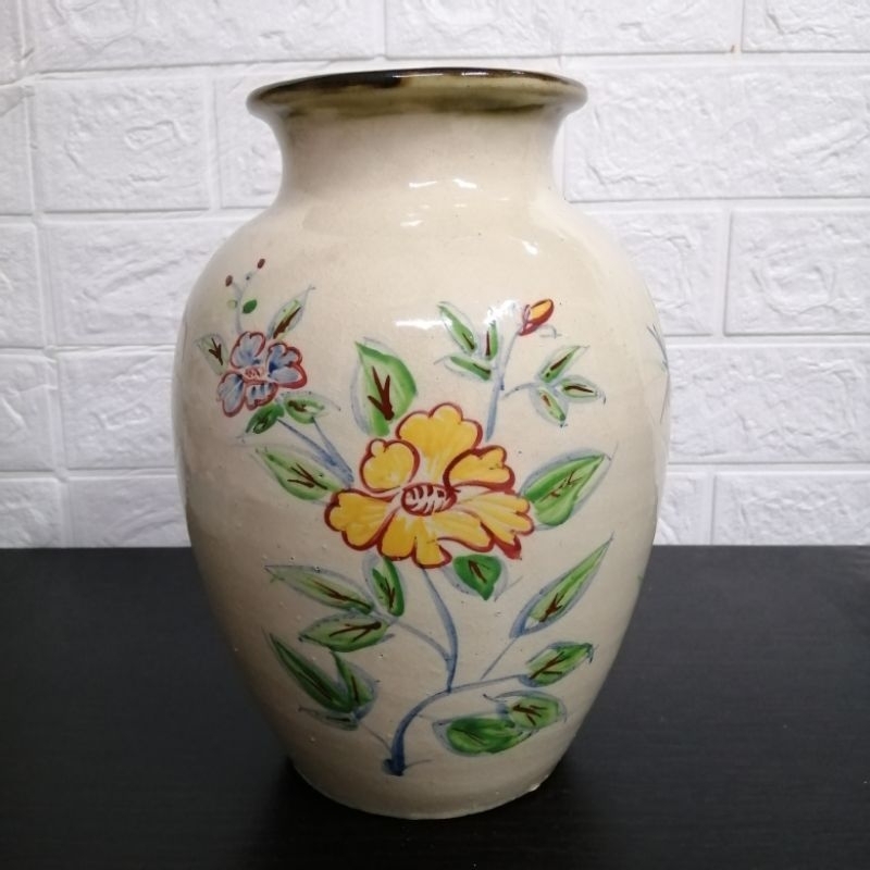 แจกันโบราณ ยุคราชวงศ์เมจิของญี่ปุ่น สูง 24 Cm./เซน. กว้าง 17 Cm. ปาก ...