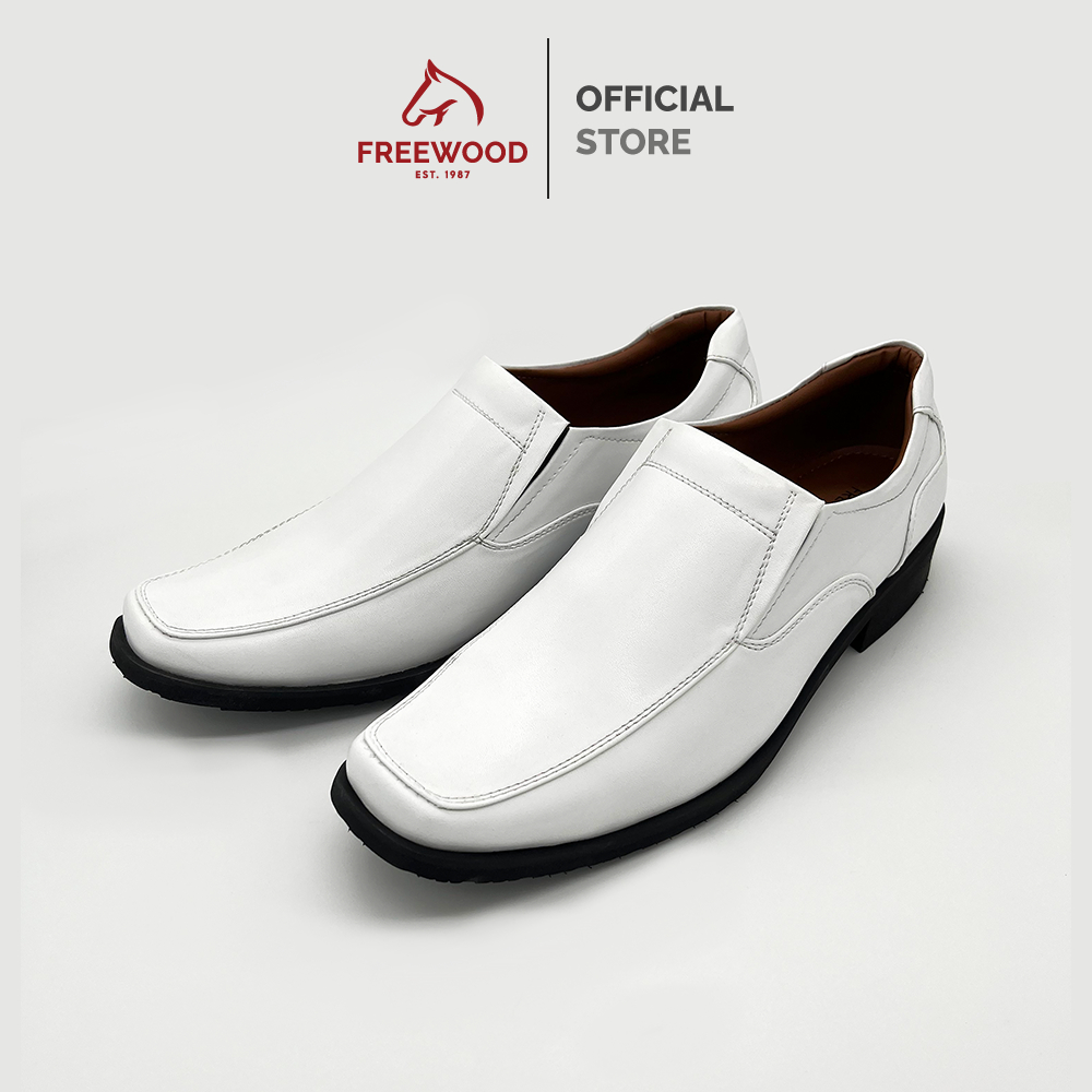 FREEWOOD BUSINESS SHOES รองเท้าคัทชูผู้ชาย หนังแท้ รุ่น 58-402 สีขาว ...