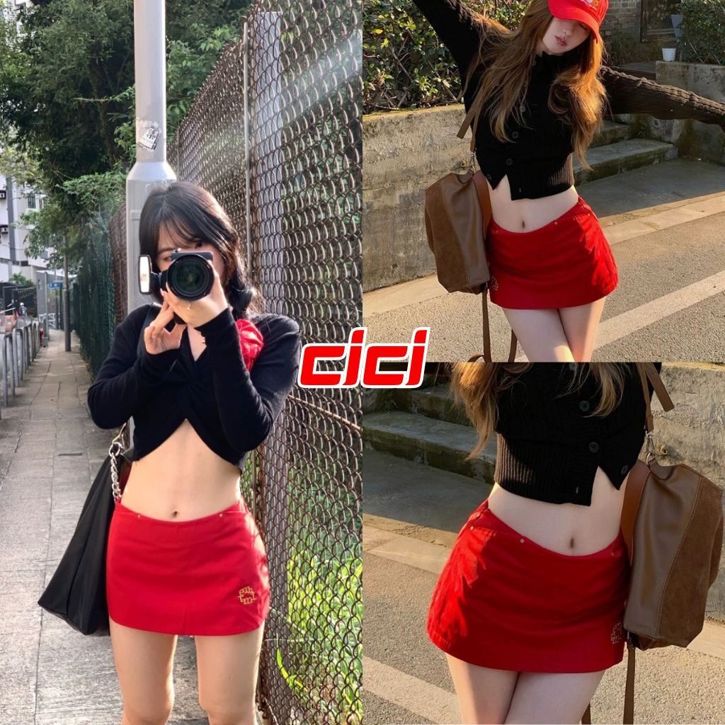ส่งทันที Cici (NO. 558)กระโปรงสั้น เอวต่ำสไตล์ Y2K ผ้าร่มใส่สบาย ซับกางเกง ใส่จึ้งๆ | Shopee ...