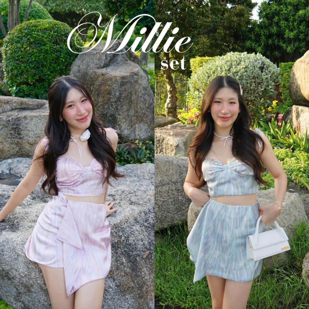 Millie Set - Magarette ชุดเซ็ตสีชมพู สีฟ้า ไปเที่ยว ออกงาน | Shopee ...