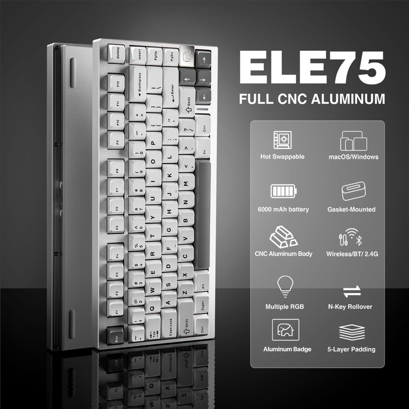 [โค้ดคุ้มลด 20%] DEKAY ELE75 PRO CNC Aluminum Tri-Mode Mechanical ...