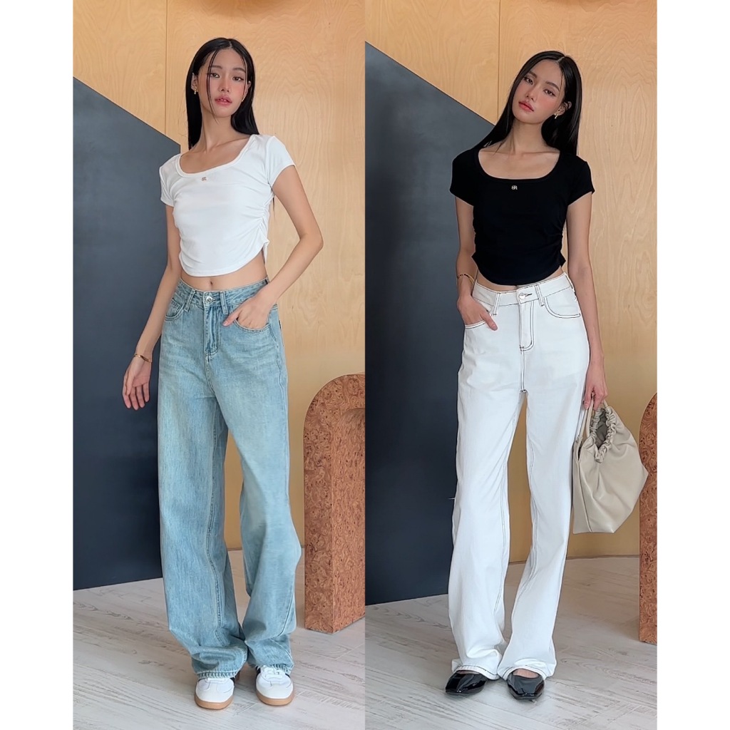 Sister.rrr : SISTER JEANS 01 ยีนส์ขายาวทรงเป้ะ | Shopee Thailand