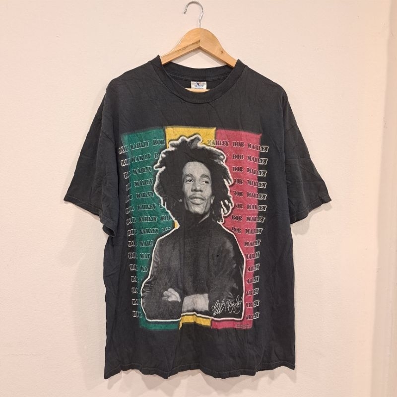เสื้อมือสอง วินเทจ BOB MARLEY size XL ตะเข็บคู่บนล่าง ไม่มีข้าง มีตำหนิ ...