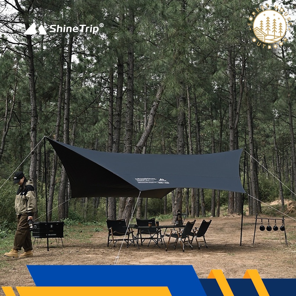 ShineTrip ทาร์ปทรง 6 เหลี่ยม เคลือบไวนิลดำกันร้อน | Shopee Thailand