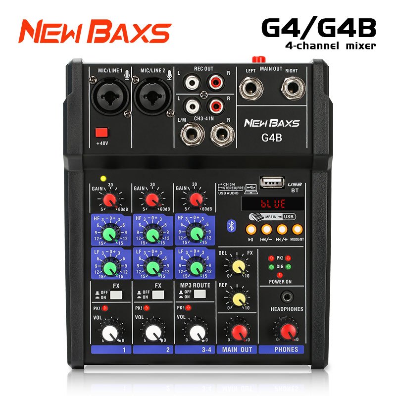 Newbaxs G4B Professional Audio Mixer 4 ช่องเครื่องผสมขนาดเล็กบ้าน/รถ ...