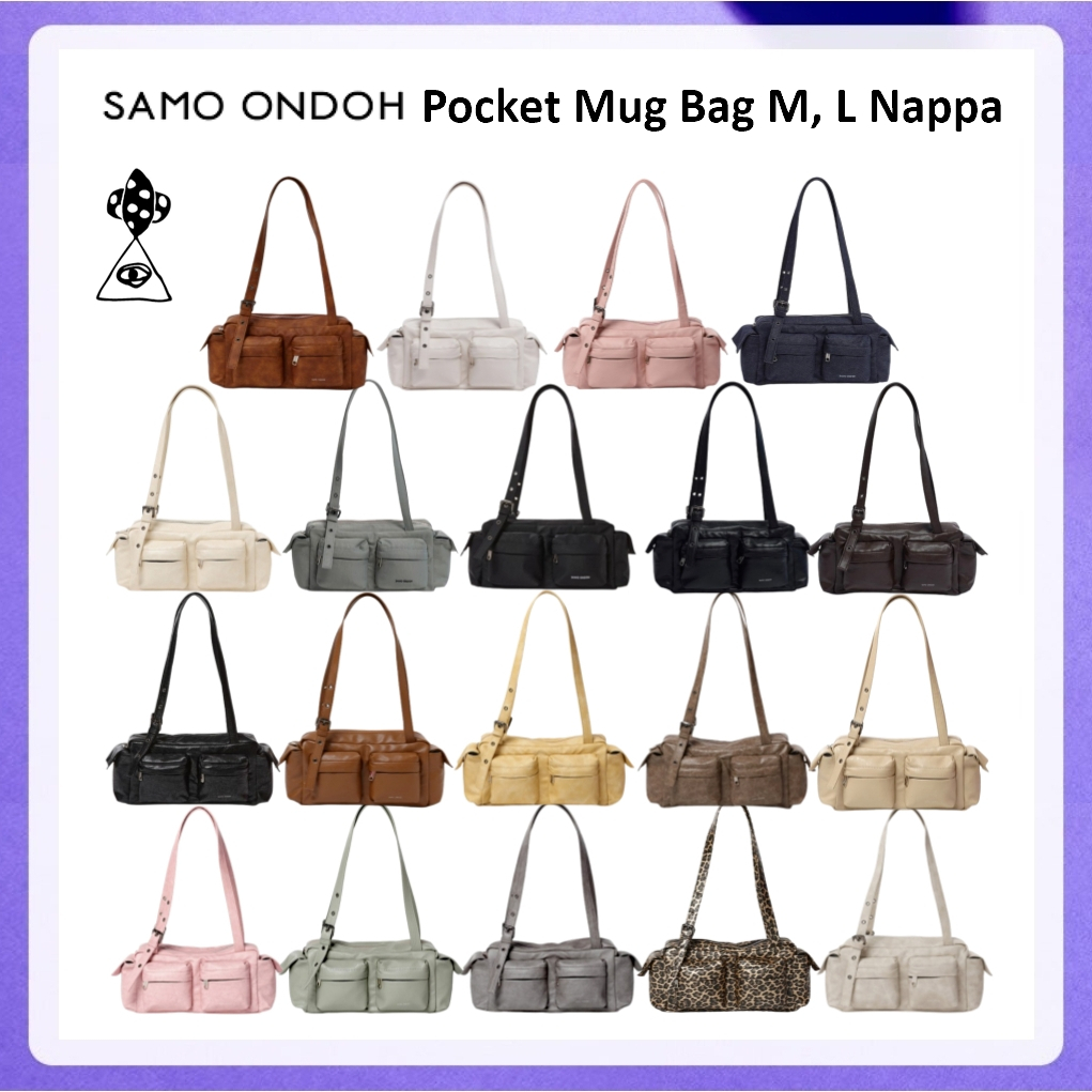 SAMO ONDOH Pocket Mug Bag M, L Nappa (Black, Ivory, Ice, Silver ...