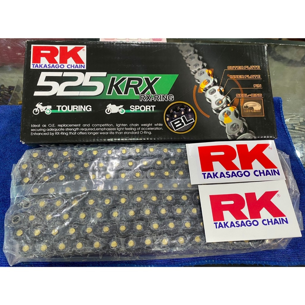 โซ่ RK X-Ring Chain งานแท้100% ขนาด 525KRX ดำหมุดทอง 128L ขนาดยาวพิเศษ ...
