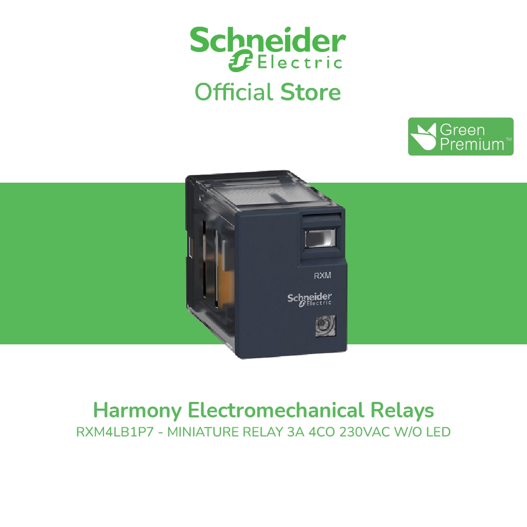Schneider Electric Miniature plug in relay, ฮาร์โมนี, 3A, 4CO, without LED, 230V AC | Shopee ...