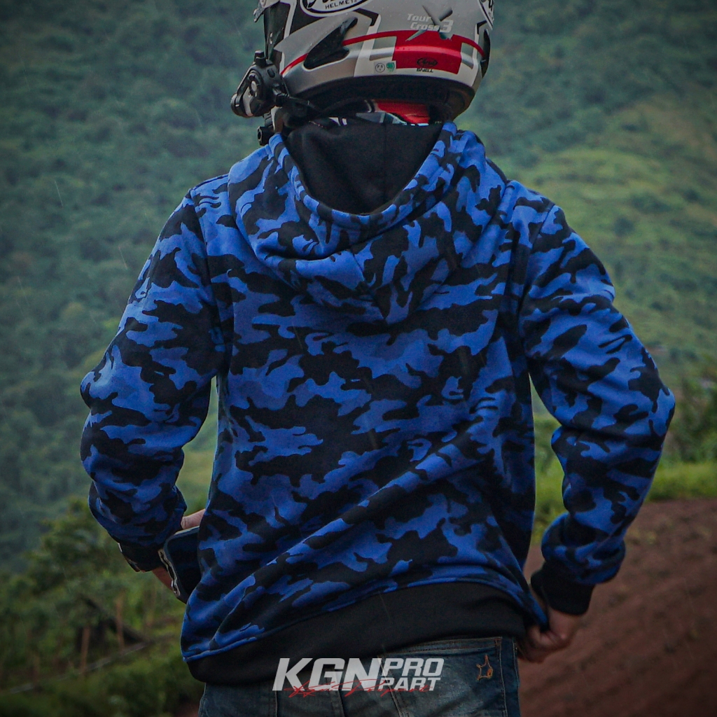 KGNPRO® | เสื้อฮู้ดสวมไบค์เกอร์ ลายพรางน้ำเงิน | Hoodie | Polar Fleece ...