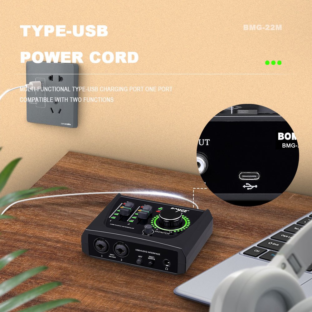 BOMGE Mini 2-Channel USB Audio Interface สำหรับการบันทึก สตรีมมิ่ง และ ...