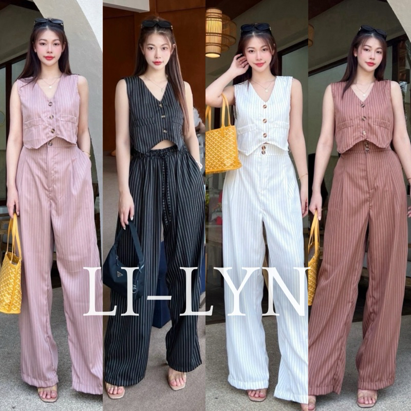 Teera ️พร้อมส่ง LI-LYN strip set 2 ชิ้น เสื้อแขนกุด+กางเกง ลายริ้ว งานสวย ผ้าใส่สบาย เกรดดี ...