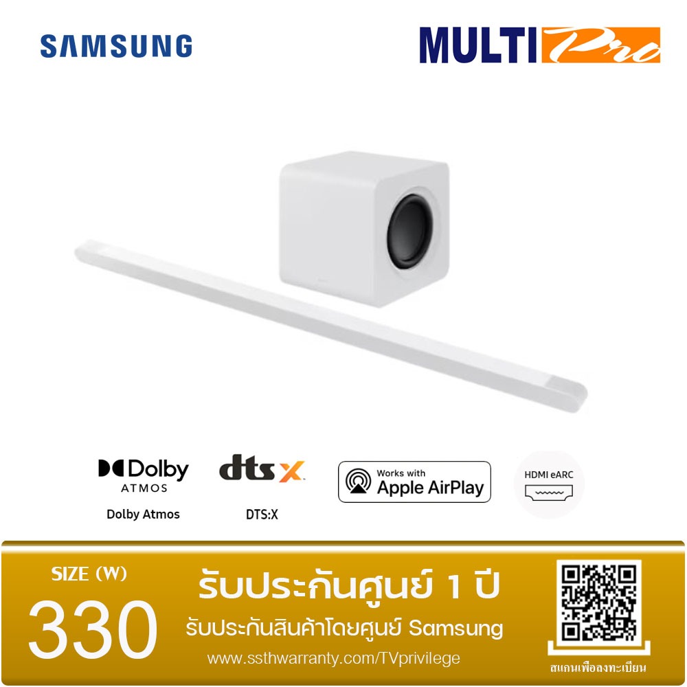 Samsung Ultra Slim Soundbar รุ่น HW-S801B/XT ระบบเสียง 3.1.2 CH ให้กำลังเสียง 330W | Shopee Thailand