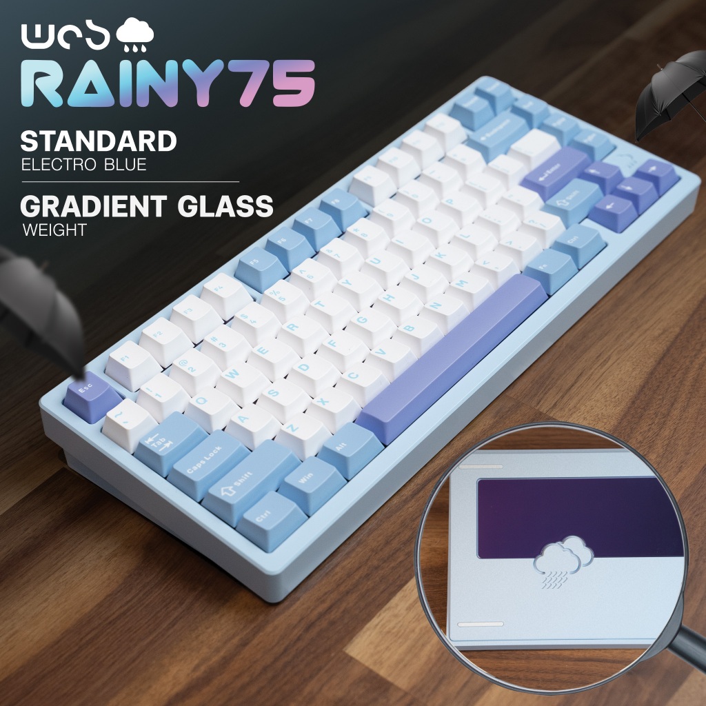 คีย์บอร์ด Wobkey Rainy 75 Aluminium 75% เคสอลูมิเนียม 2.4GHz Bluetooth Wireless RGB Hotswap ...
