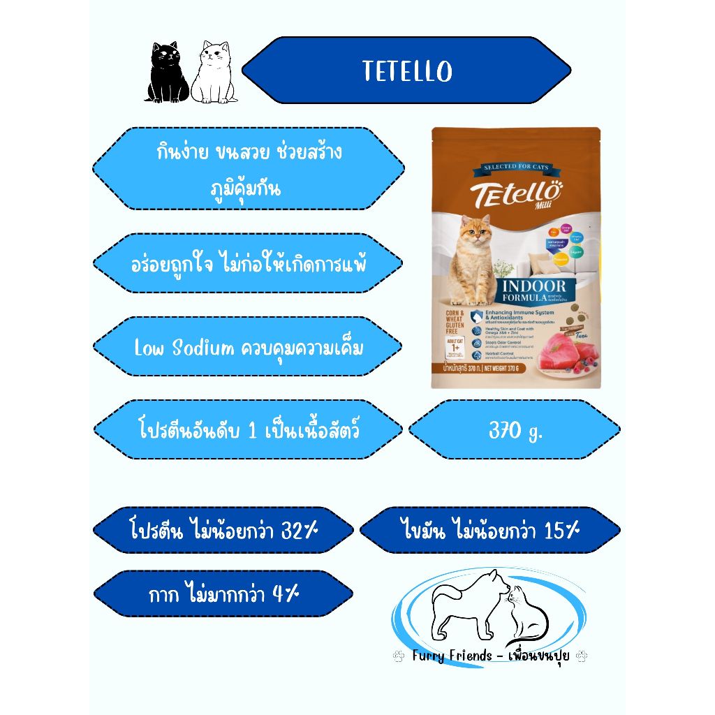 TETello เทเทลโล อาหารแมวพรีเมี่ยมกลูเตนฟรี รสทูน่า สำหรับแมวอายุ 1 ปี ...