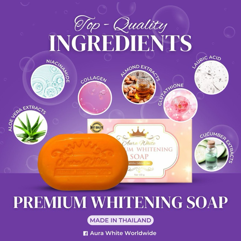 New Aura White Premium Whitening Soap 120g | Shopee Thailand