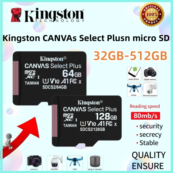 Kingston เมมโมรี่การ์ด Micro SDCard 32GB 64GB 128GB 256GB 512GB Class10 100mb/s รุ่น Canvas ...