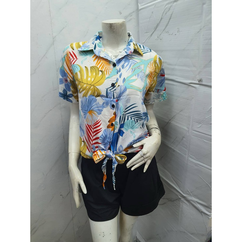 HW#111เสื้อผู้หญิงแฟชั่นผูกชายย้อยยุคแฟชั่นสงกรานต์ | Shopee Thailand