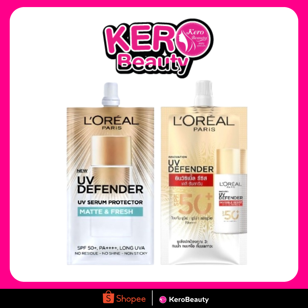 (แบบซอง)L'oreal UV Defender Matte&Fresh / Invisible Fluid SPF50+ PA++++ 5.5ml. ลอรีอัล ยูวี ดี ...