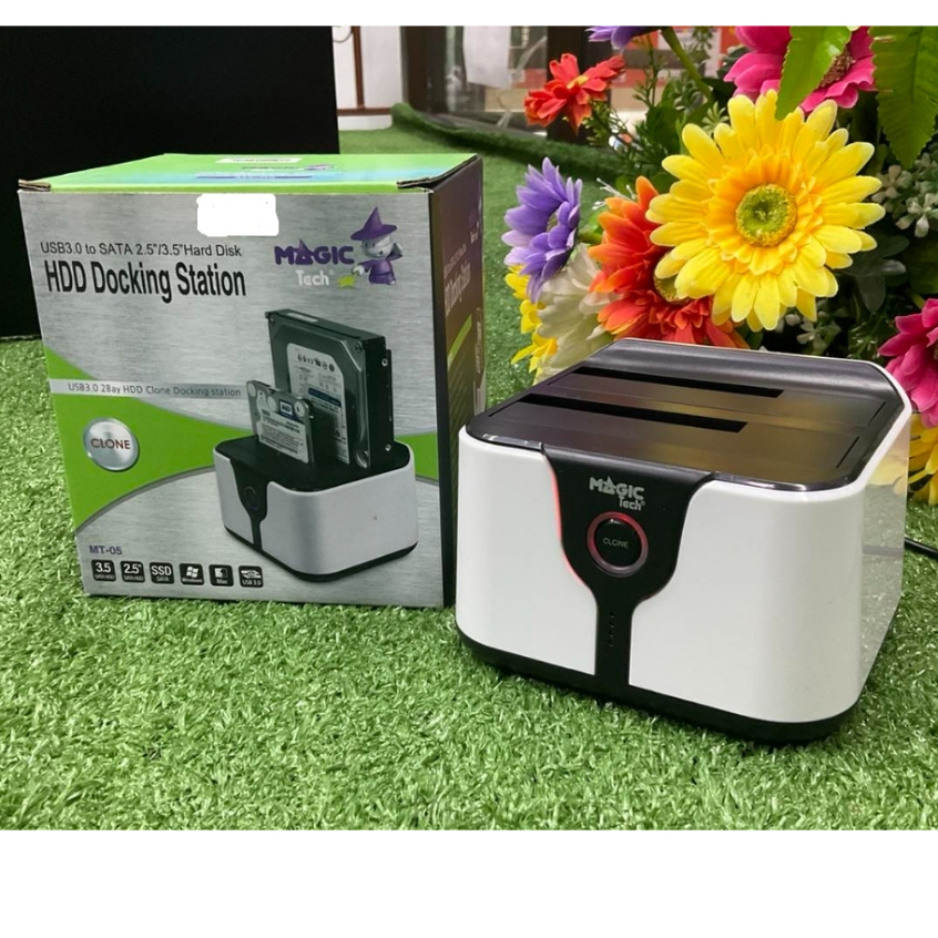 กล่องอ่าน HDD MAGICTECH Docking 2.5/3.5'' 2Bay MAGICTECH MT-05 USB3 (White) | Shopee Thailand
