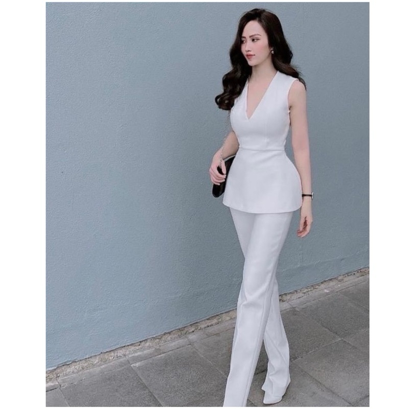 [LISA] A0428 ชุดเซตเสื้อแขนกุดคอวีกางเกงขายาว ทรงสวยเป๊ะปังสุดๆ ใส่เที่ยว ออกงาน คาเฟ่ ทำงาน ...