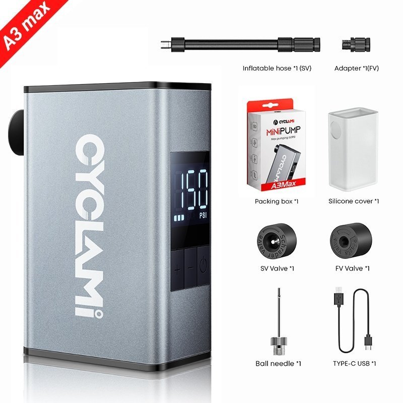 CYCLAMI A3 Max 150 PSI ปั๊มลมไฟฟ้าแบบพกพารุ่นใหม่ล่าสุด | Shopee Thailand