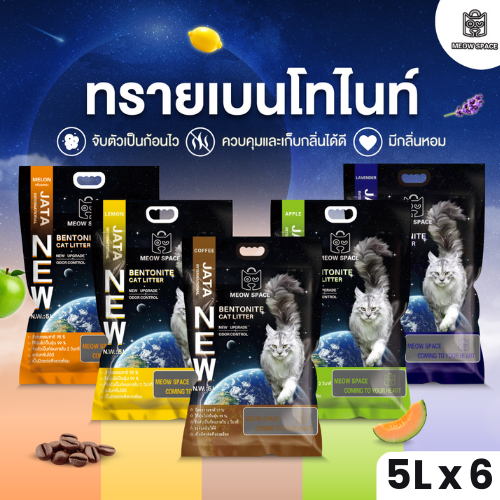 Meow Space ทรายแมวเบนโทไนท์ 5 ลิตร 6 ถุง รวม30ลิตร สั่ง 1 ชุด/ออเดอร์ ...