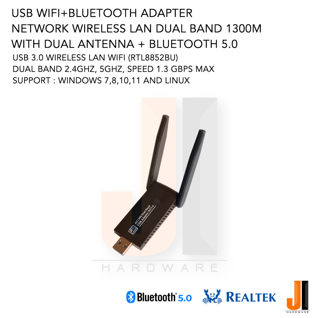 USB 3.0 wifi dual band 1300M (RTL8822BU) with dual antenna + Bluetooth ...