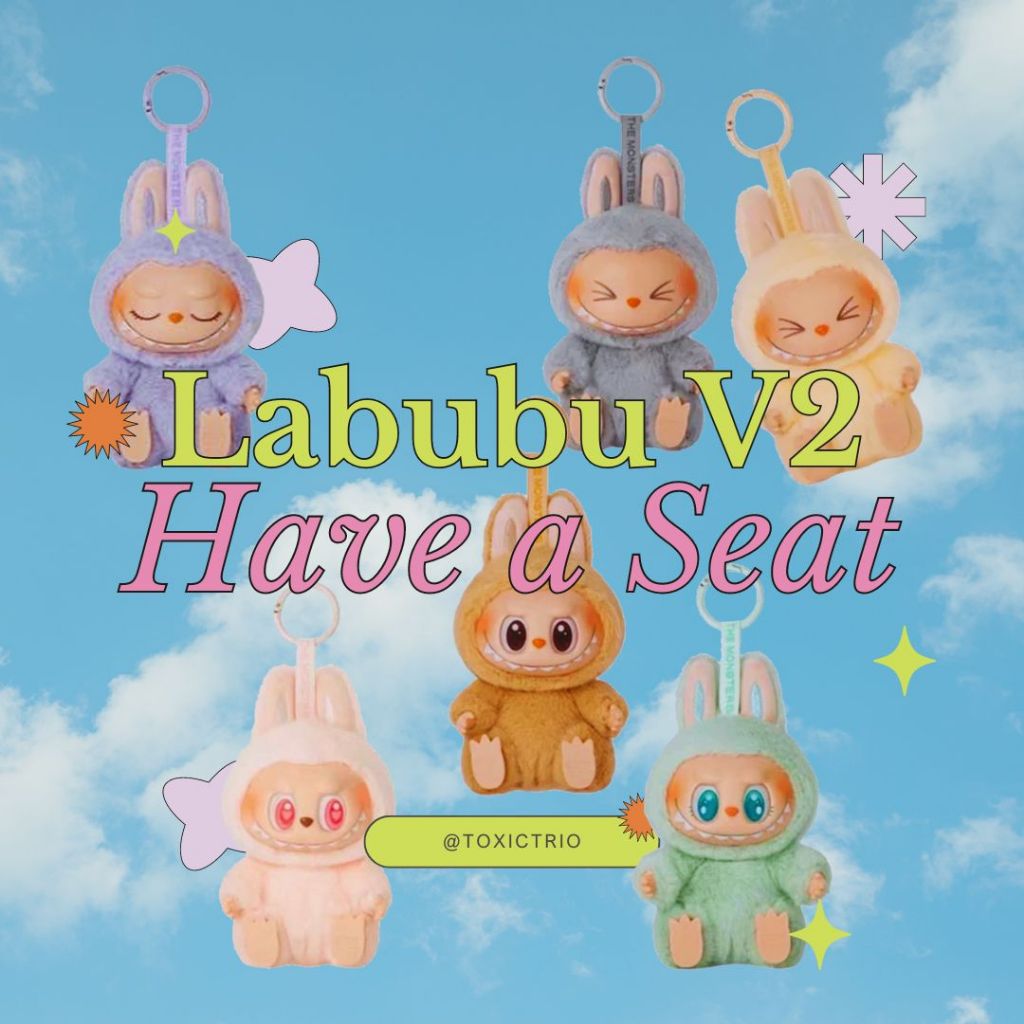 POPMART Macaron labubu V2 THE MONSTERS have a seat plush doll secret ...