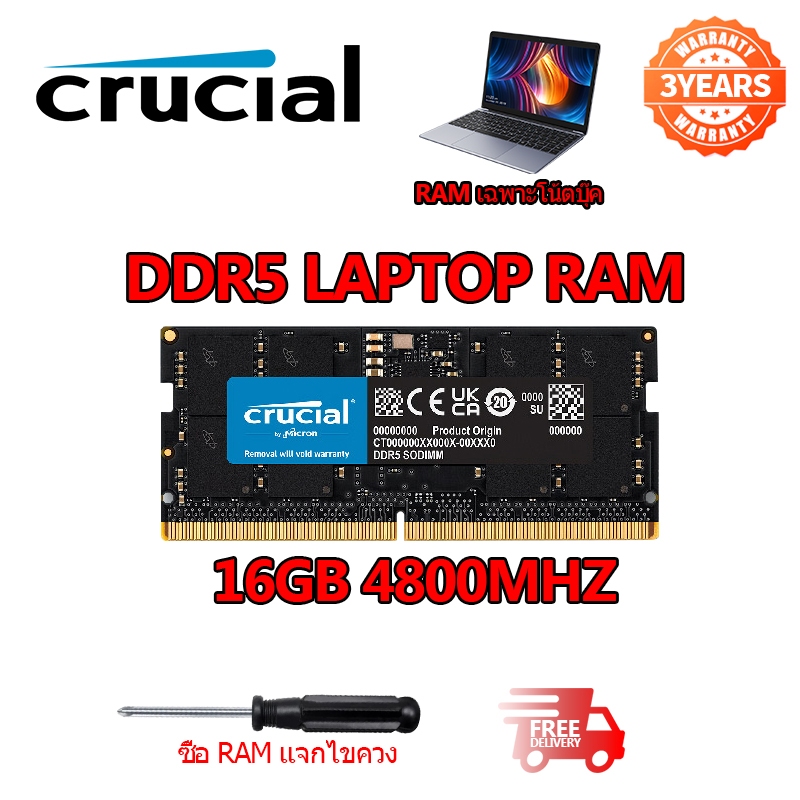 Crucial RAM DDR5 Notebook 8GB 16GB 32GB แรม 4800MHZ 5600MHZ SODIMM 1.1V ...