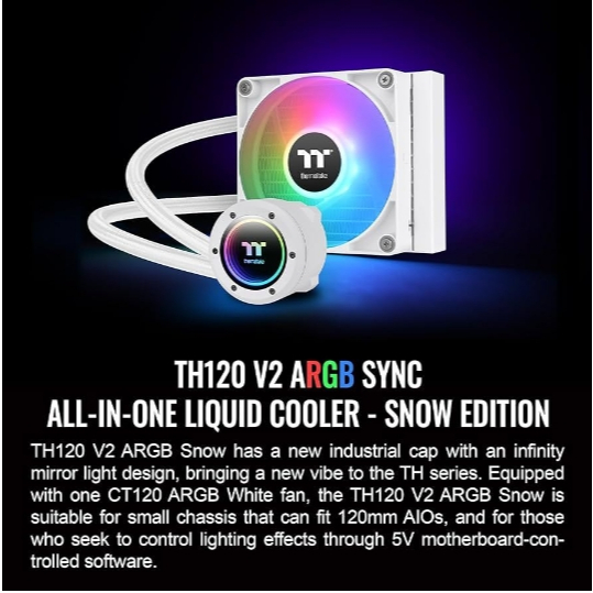 Liquid Cooling ThermalTake TH120 V2 ARGB Sync Snow Edition (CL-W363-PL12SW-A)สินค้ารับประกัน 3 ...