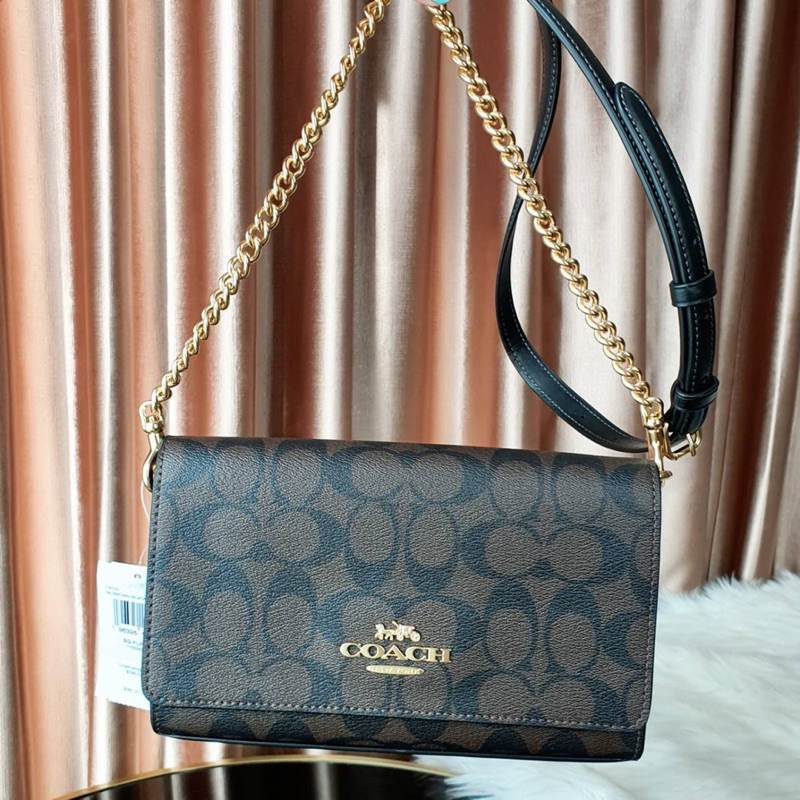 มีสามสี สะพายข้าง COACH FLAP CLUTCH CROSSBODY IN SIGNATURE CP033 ...