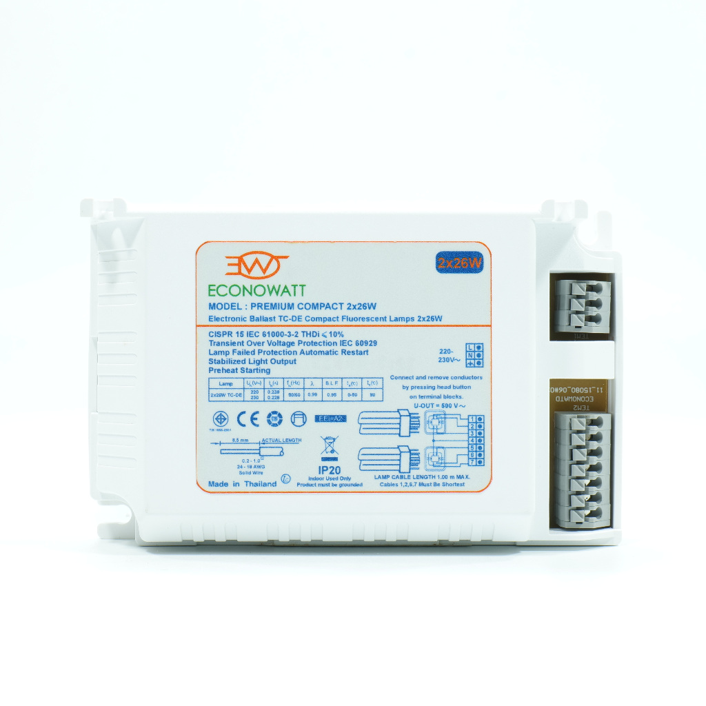 2x26W ECONOWATT 2x26W ELECTRONIC BALLAST TC-DE บัลลาสต์อิเล็กทรอนิกส์ 2x26W ECONOWATT PREMIUM ...