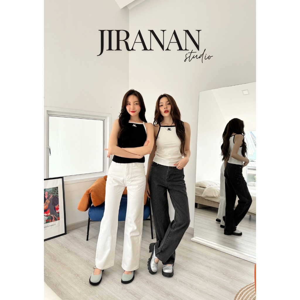 #JIRANAN STUDIO CODE 6561,6561-3 #กางเกงยีนส์ทรงกระบอกใหญ่ ผ้าไม่ยืด เอวสูงน้าาา งานจึ้งมาก ทรง ...