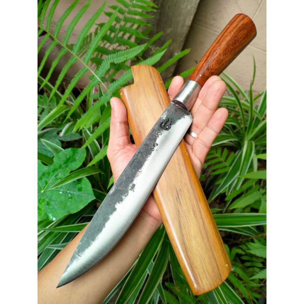 มีดเหน็บ อีเหน็บ E-Nep มีดเดินป่า มีดแคมป์ ใบ 8.1” SUP9 ตีร้อนชุบแข็ง ผิวไฟ ด้ามประดู่ ฝักสัก คอ ...