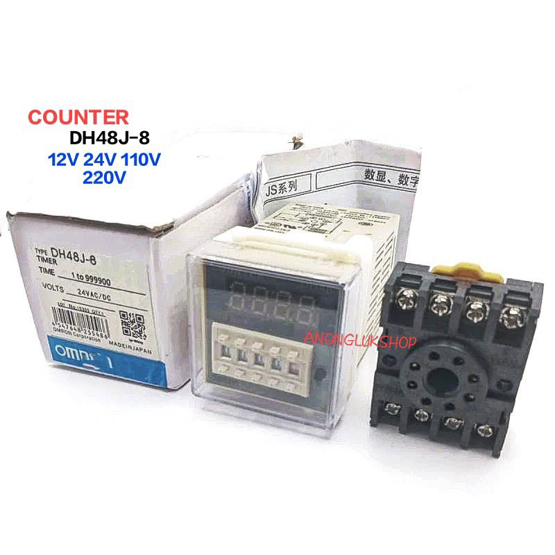 พร้อมฐาน DH48J-8 Counter Digital เคาน์เตอร์ดิจิตอล (0-9999) มี 12V 24V ...