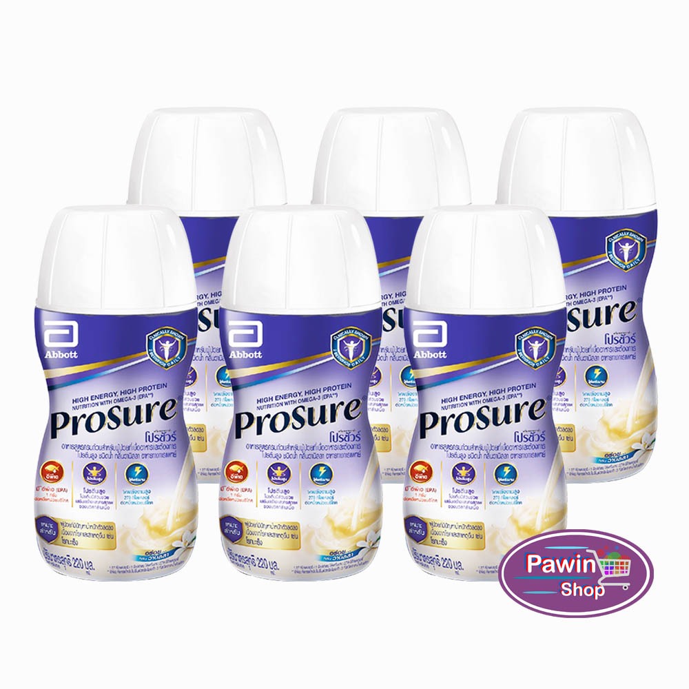 Prosure Liquid Vanilla 220ml (6 ขวด) โปรชัวร์ ชนิดน้ำ วานิลลา สำหรับ ...