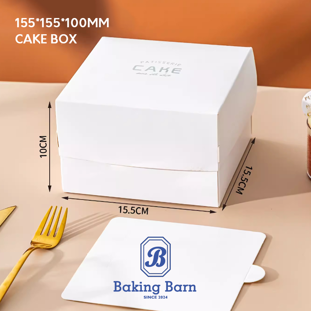 Baking Barn สองขนาด ขาวล้วน ทรงสูง cake box กล่องเค้ก พร้อมฐานรองเค้ก ...