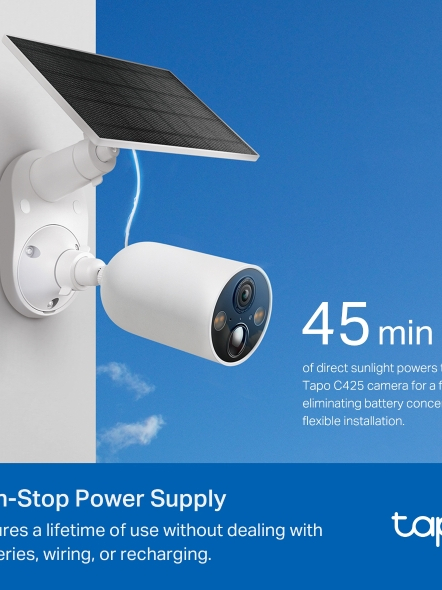 Tapo C425 KIT Solar-Powered Security Camera Kit 2K QHD 4MP Clear View ...