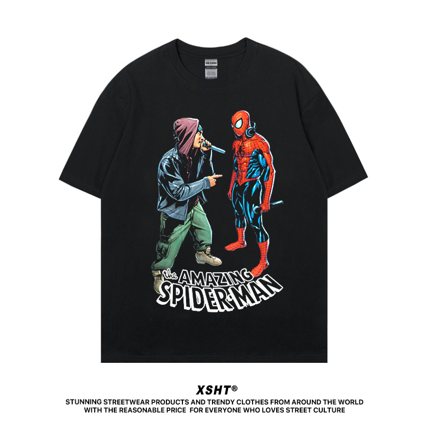 🔥พร้อมส่ง🔥 เสื้อ Amazing Spider-Man Faces Eminem Rap Battle Tee - Black ...