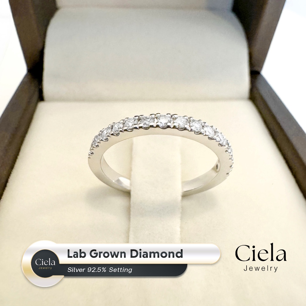 แหวนเพชรแถว (Diamond Band) Lab Grown น้ำ100 เม็ดละ 0.02 CT รวม 0.30 CT l เงินแท้ 92.5% Ciela ...