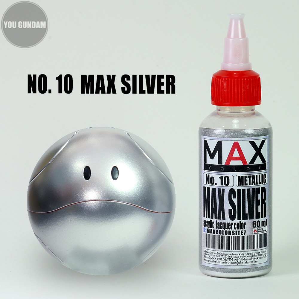 Max color Metallic รหัส 10 Max Silver สีอะคริลิคสูตรแลคเกอร์ผสมพร้อมใช้ ...