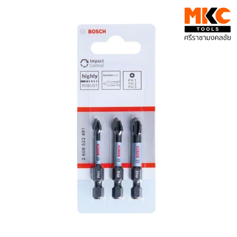 ดอกไขควงแฉก PH1,2,3 Impact Control Power Bit สีดำ 2608522491 ชุด3ชิ้น ...