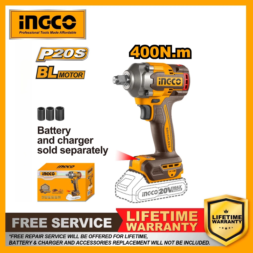 INGCO บล็อคกระแทก 40N.m. แบต 2 Ah 2 ก้อน (เครื่องเปล่า) ไม่รวมแบตและที่ ...