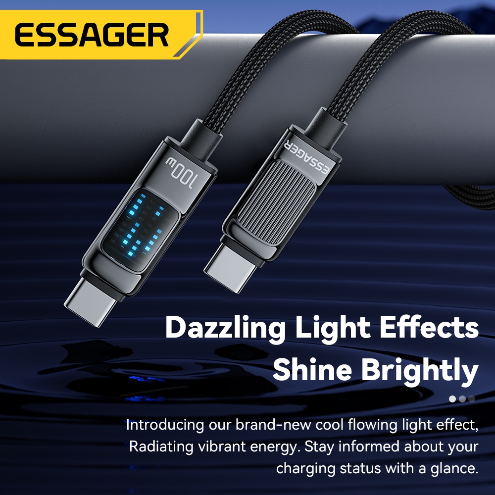 Essager สายเคเบิลข้อมูล C-C 100W อุปกรณ์ที่หลากหลายเหมาะสำหรับอินเทอร ...