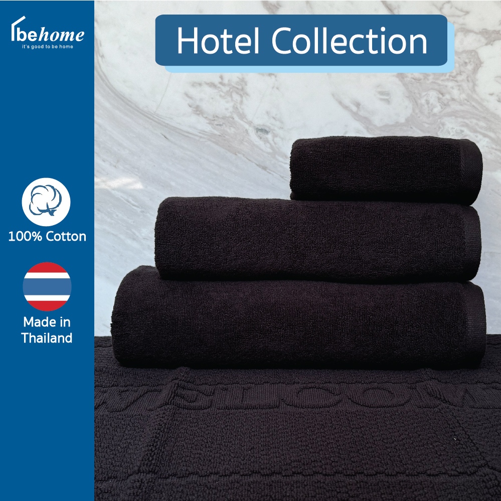 Behome ผ้าขนหนู Hotel Collection สีดำ ด้ายคู่ เกรดA (มีขนาดให้เลือก ...